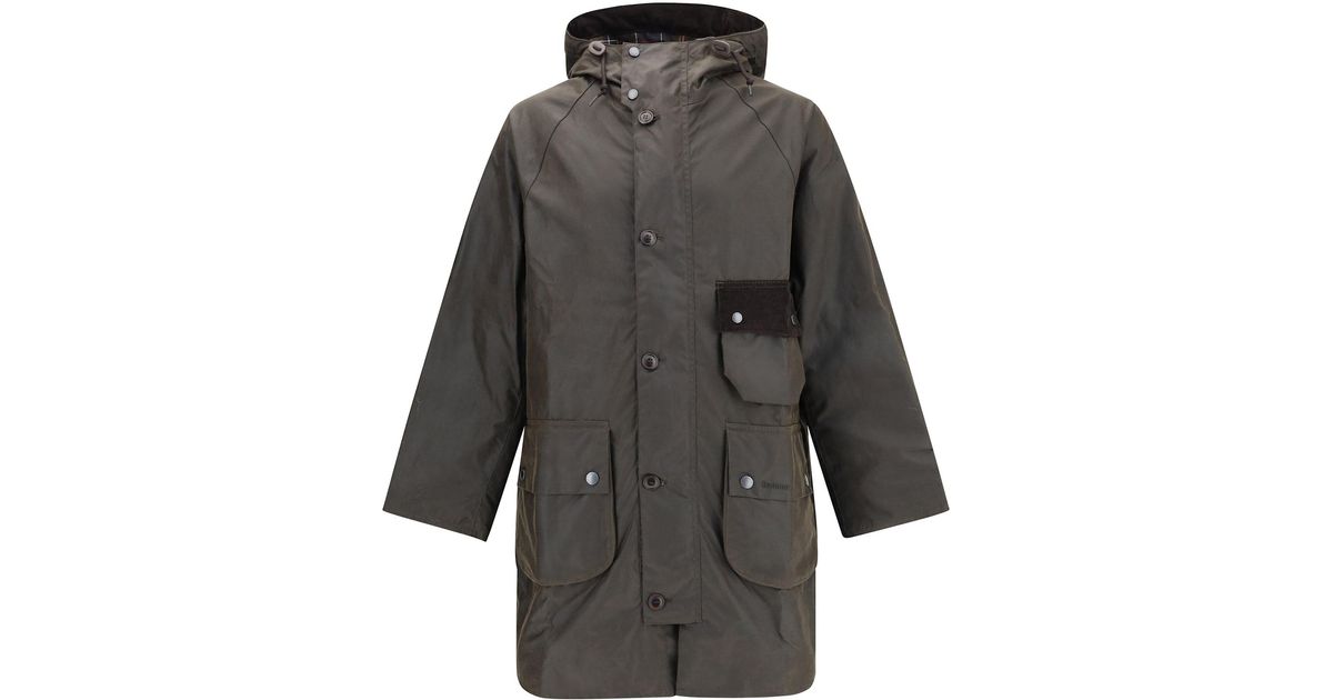 Barbour Solway Trench Waxed Coat in Grey for Men | Lyst UK