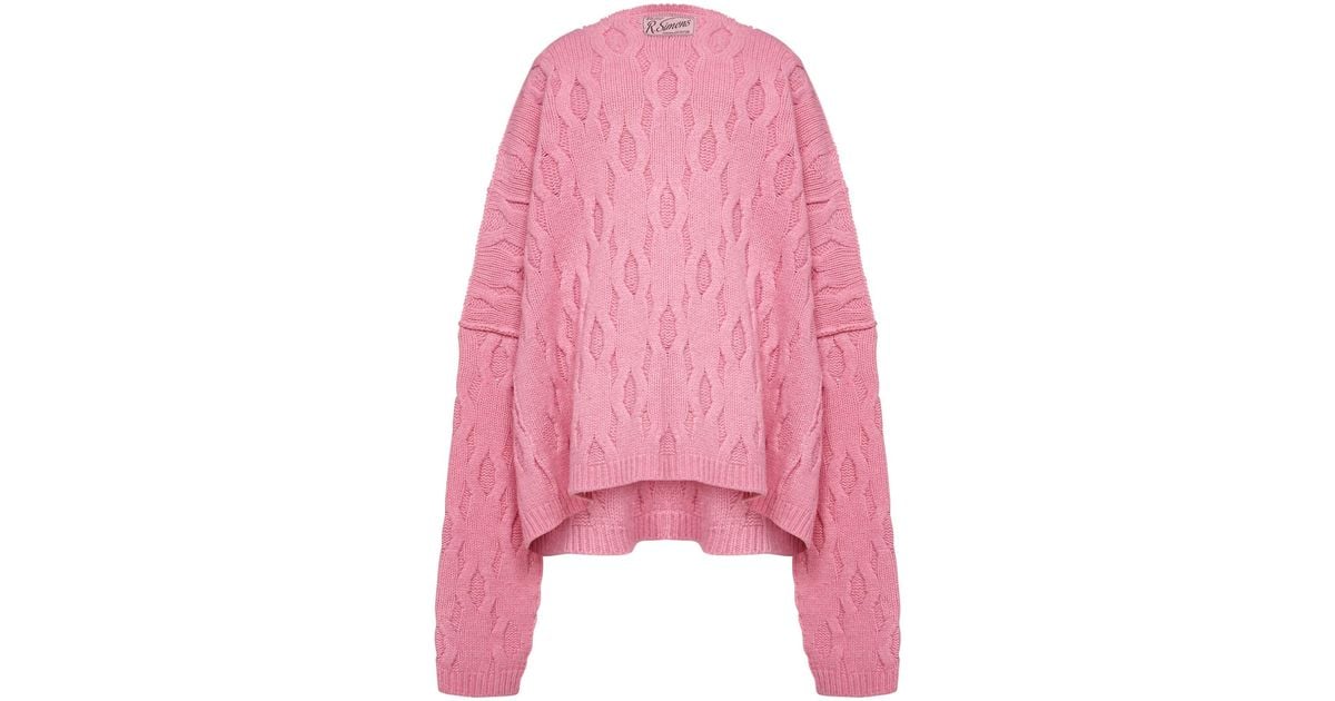 Raf Simons Oversized Cable-knit Mohair Sweater in Pink for Men | Lyst