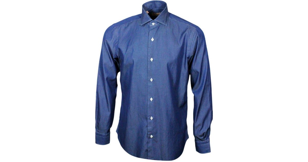 Barba Napoli Dandylife Denim Shirt With Hand-Sewn Italian Collar And ...