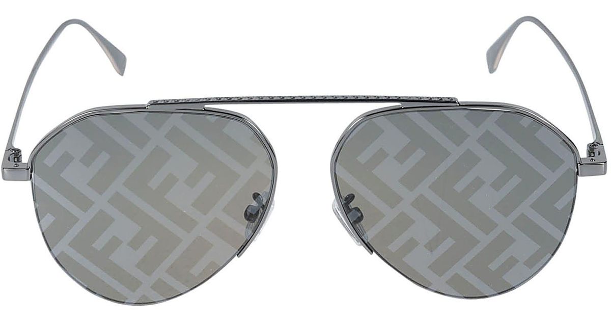 Fendi Aviator Logo Monogram Sunglasses In Gray Lyst
