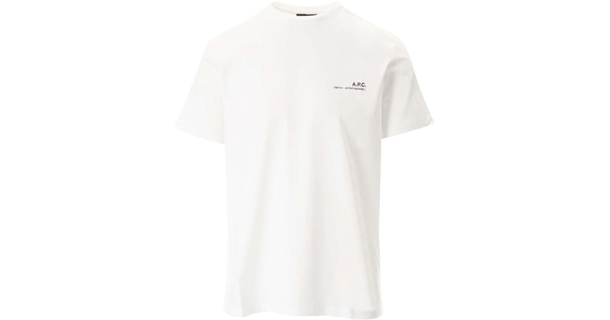 A.P.C. White T-shirt With Mini Logo for Men | Lyst