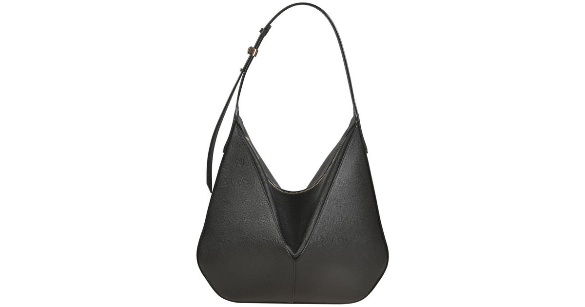 Valextra Vivi Textured Hobo Bag in Black | Lyst