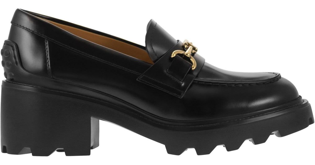 Tod's Leather Moccasin With Carrarmato Bottom in Black | Lyst