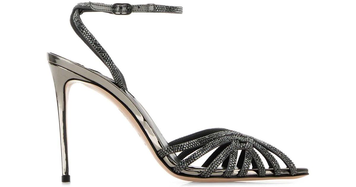 Le Silla Embellished Leather Embrace Sandals in Metallic | Lyst