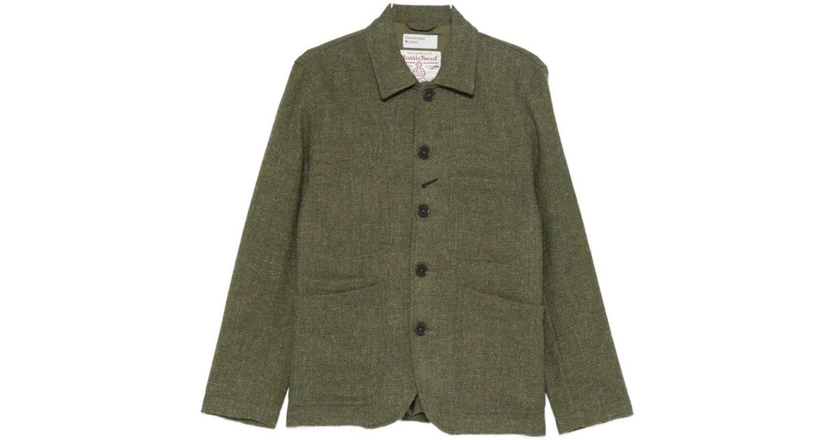 Universal Works Harris Tweed Plaid Bakers C Jacket in Green for Men | Lyst