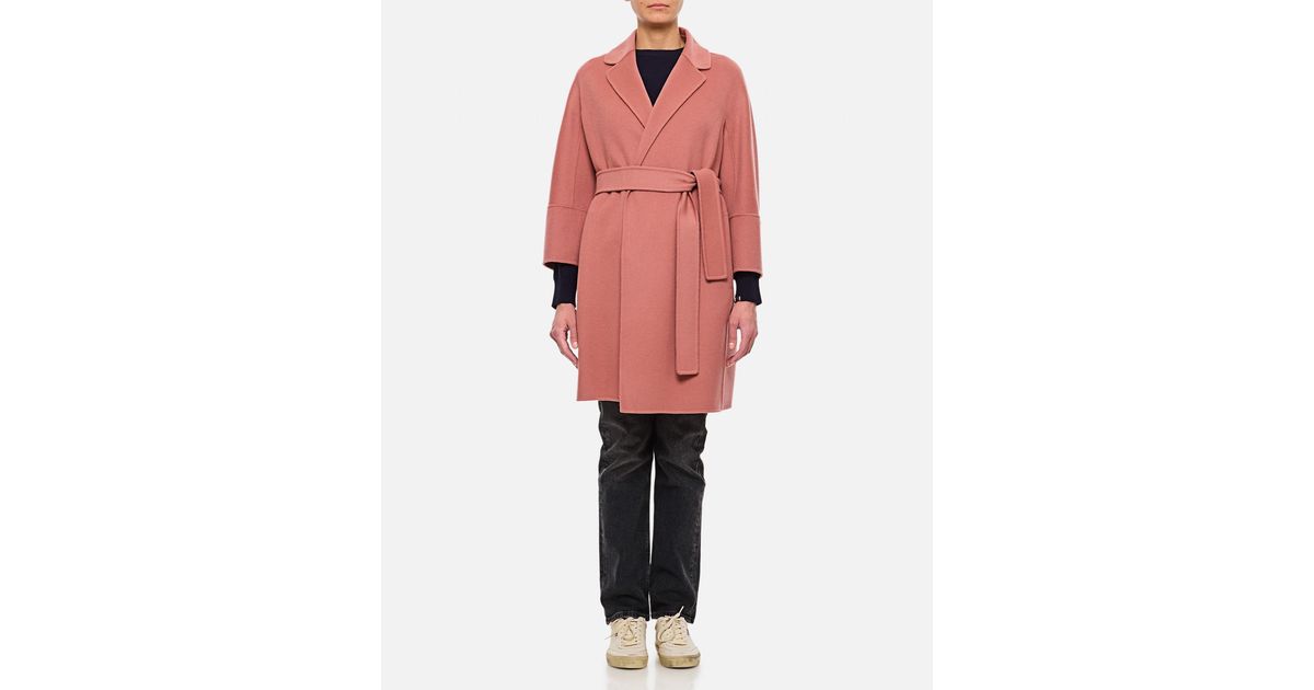 Max Mara Arona Short Coat With Belt in Red | Lyst UK