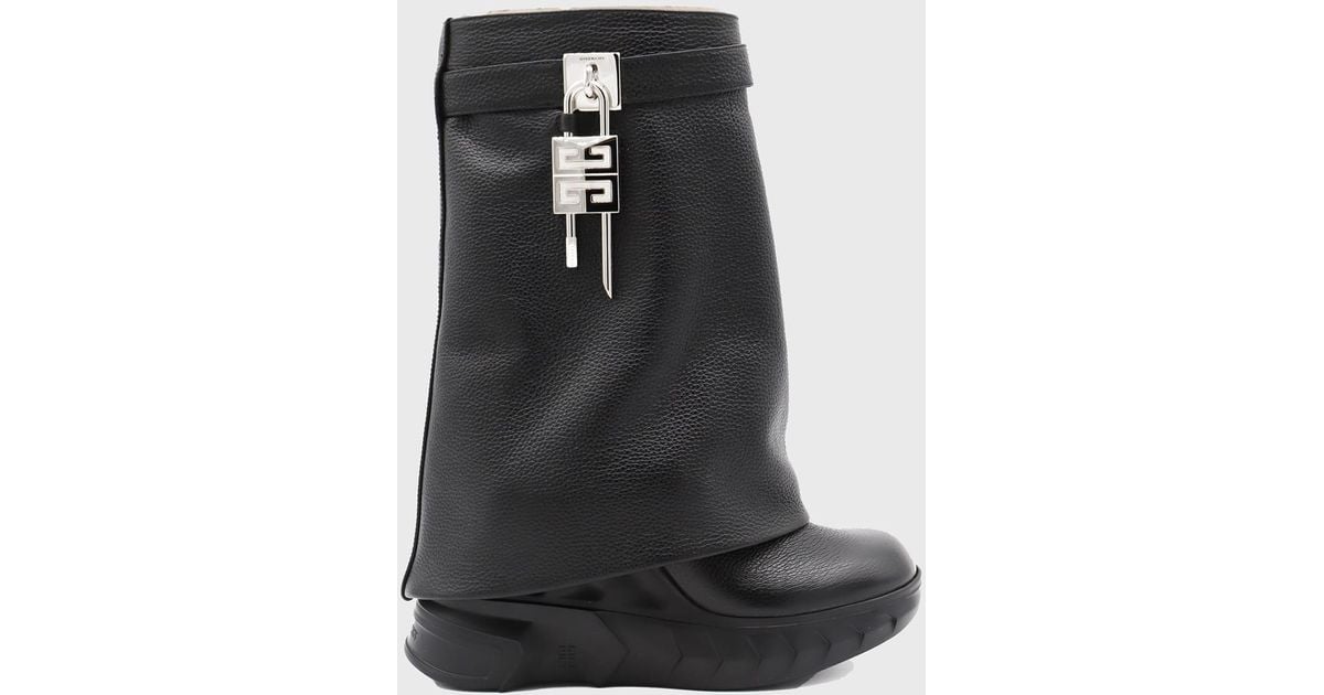 Givenchy Leather Shark Lock Biker Boots in Black | Lyst