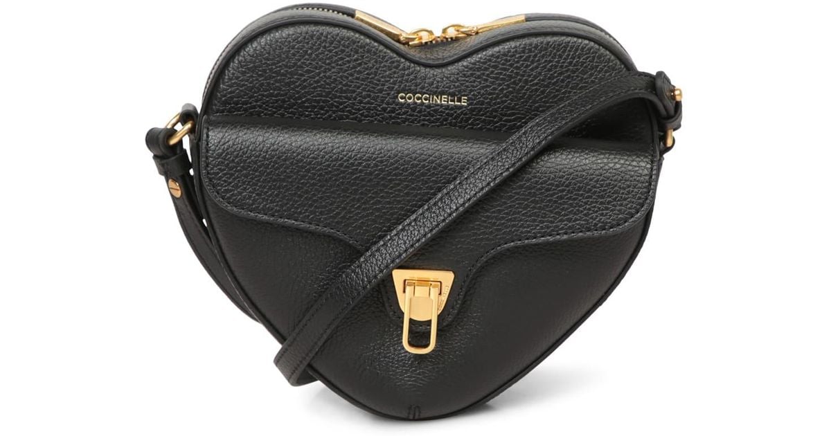 Coccinelle Heart-Shaped Leather Shoulder Bag in Black | Lyst