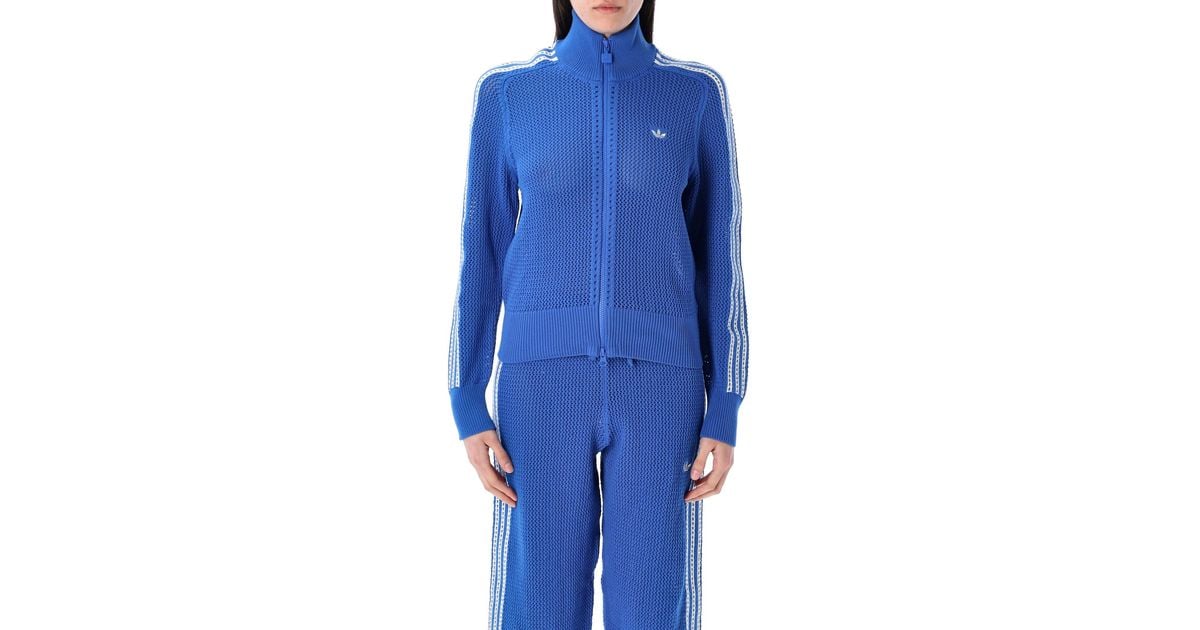 adidas Originals Originals Premium Crochet Track Top in Blue | Lyst