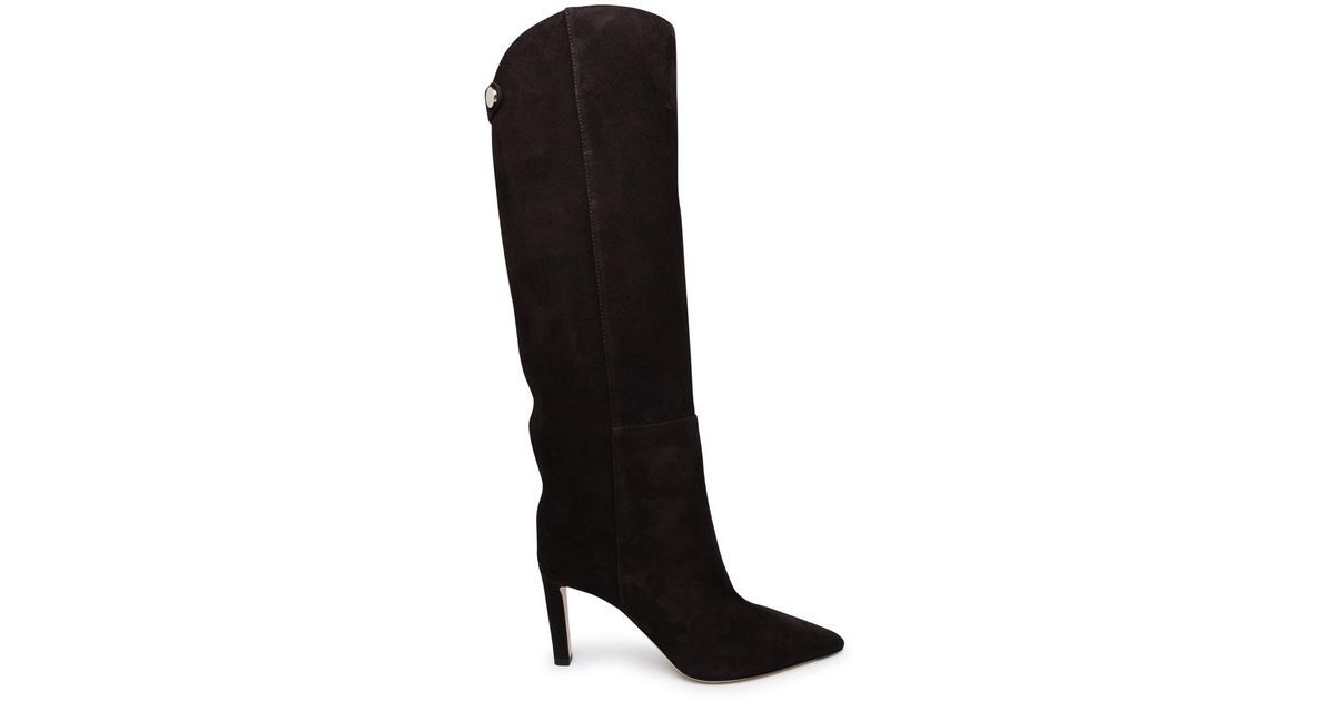 Jimmy Choo Alizze Coffee Suede Boots in Black | Lyst