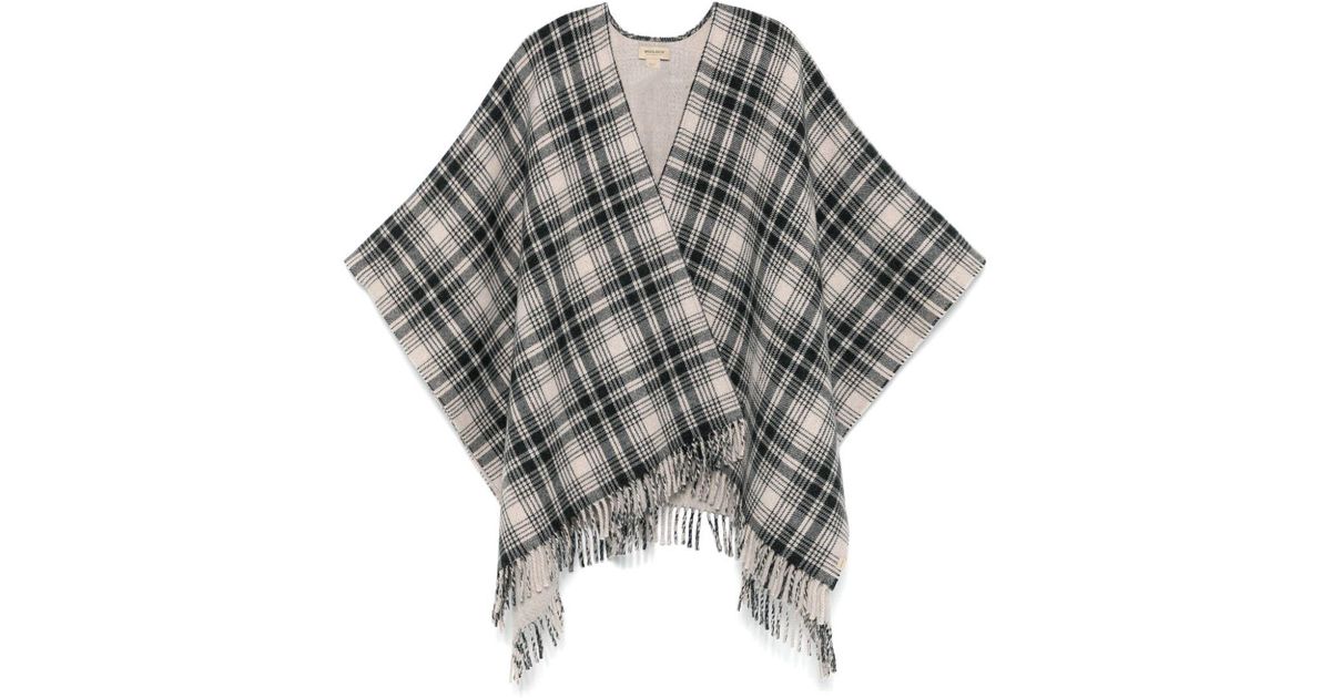 Woolrich Plaid Logo Cape in Gray | Lyst