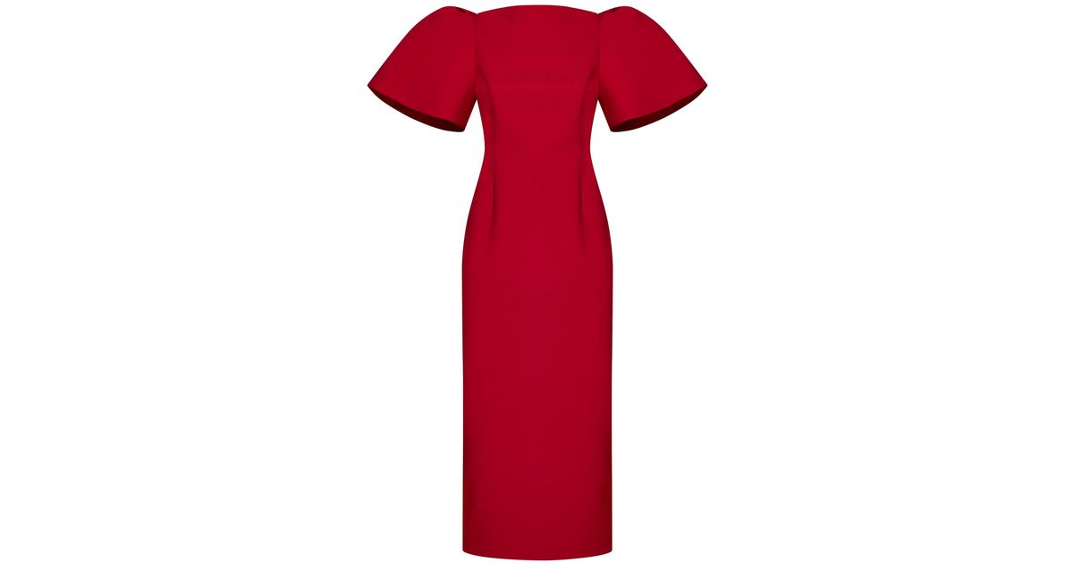 Solace London Lora Midi Dress in Red | Lyst