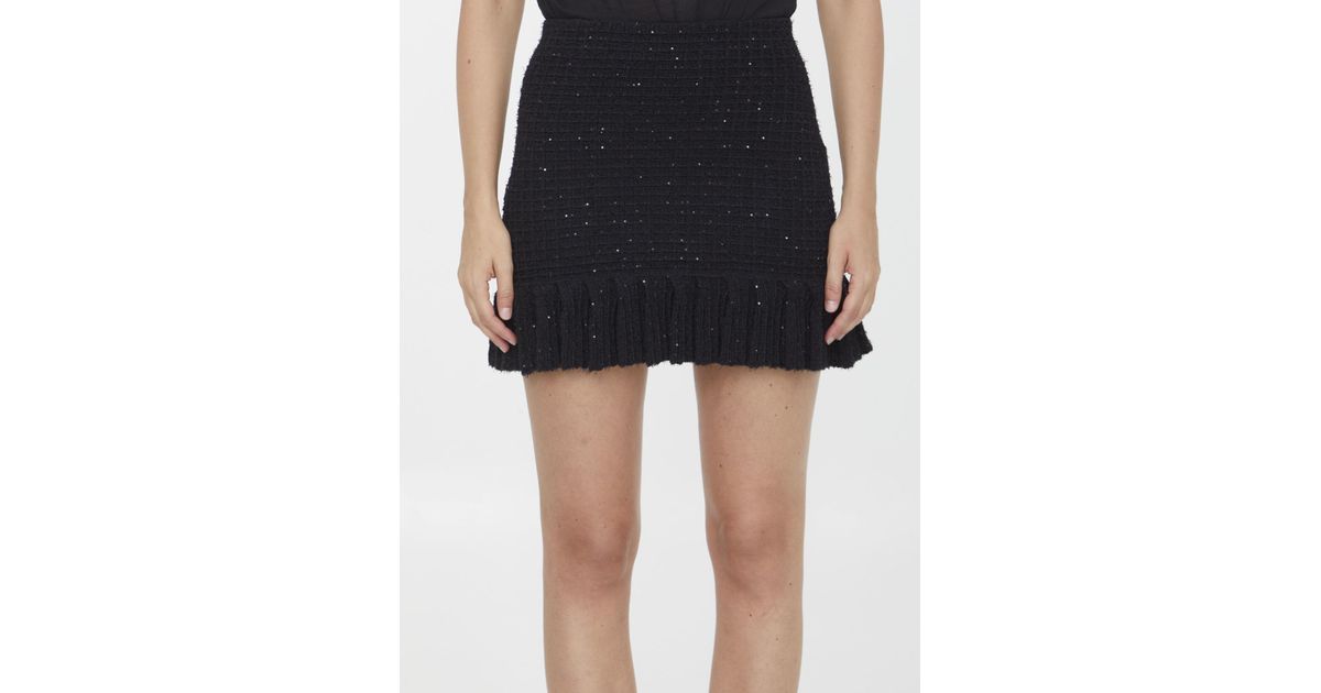 Self Portrait Sequin Knit Miniskirt In Black Lyst