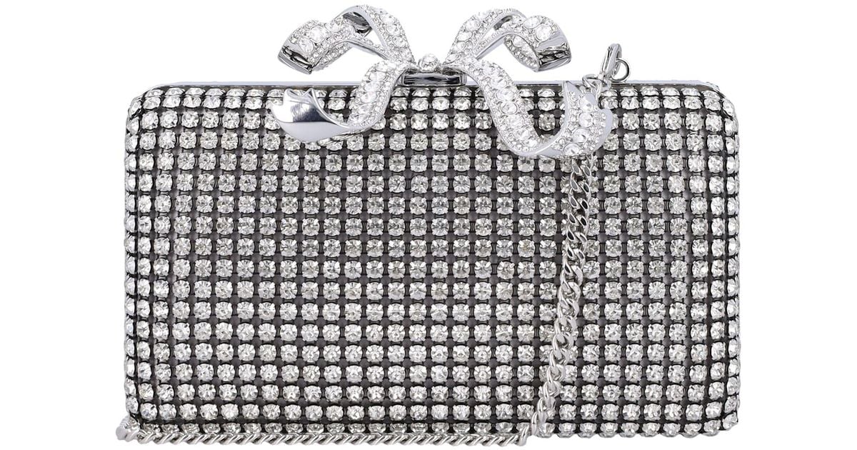 Self-Portrait Crystal Box Clutch in Metallic | Lyst