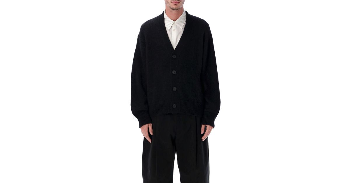 Studio Nicholson Trey Superkid Mohair Cardigan in Black for Men | Lyst