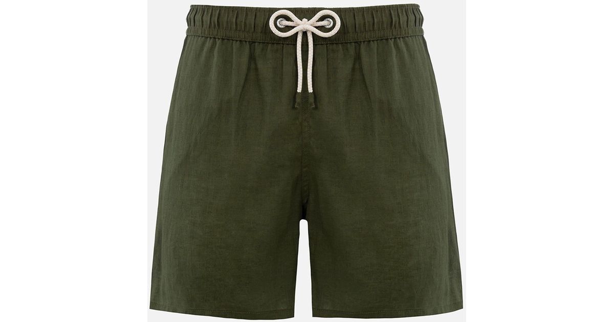 MC2 Saint Barth Mid-Length Military Linen Swim-Shorts Gustavia in Green ...