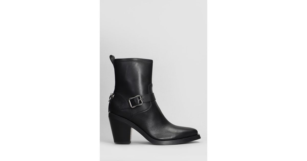Ash Joy Texan Ankle Boots in Black | Lyst