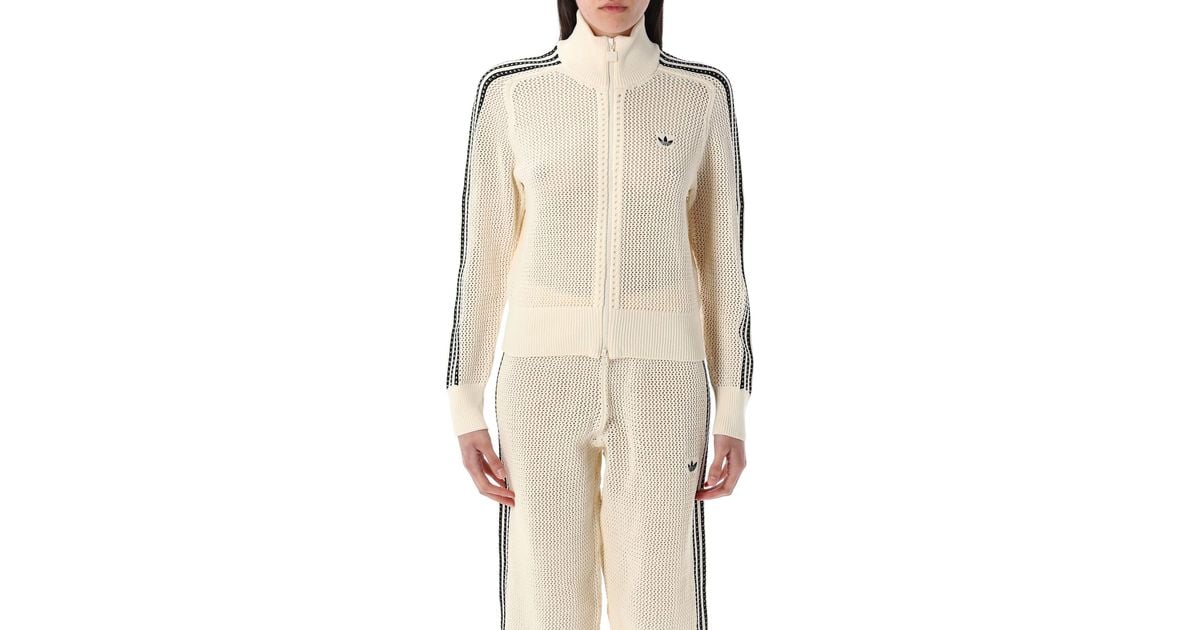 adidas Originals Originals Premium Crochet Track Top in Natural | Lyst