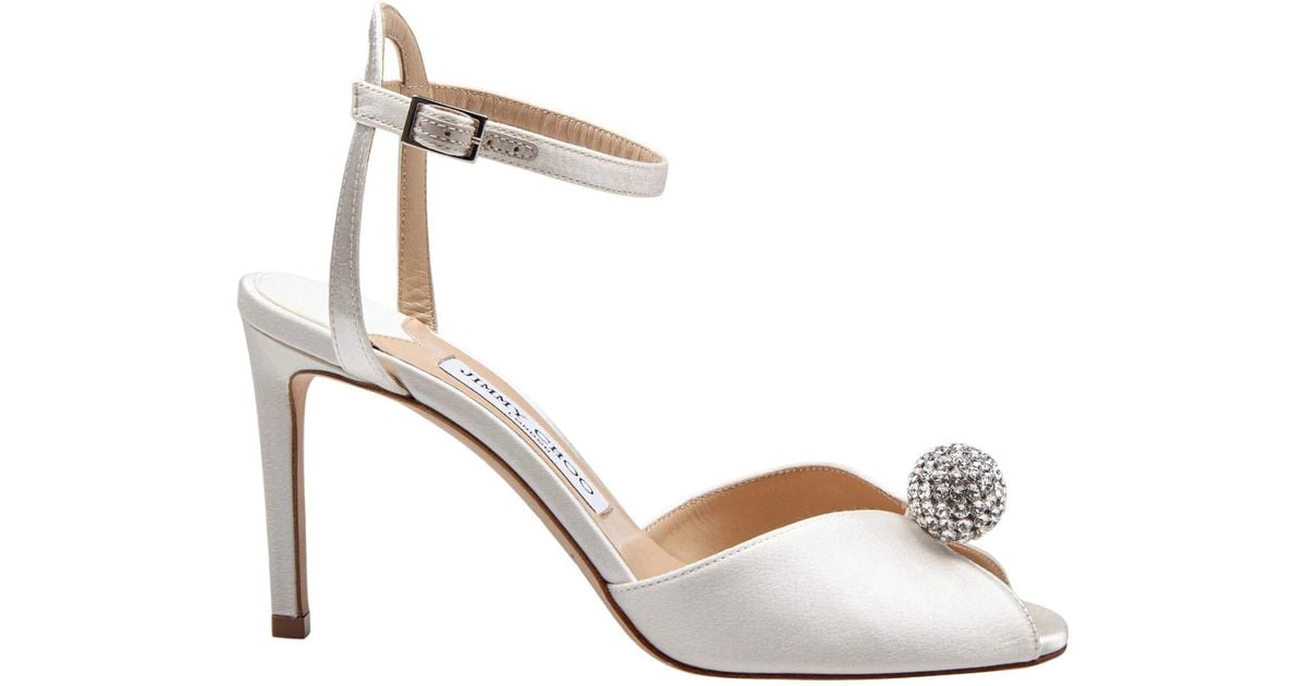 Jimmy Choo Sacora Satin Sandal With Crystal Ball in Metallic | Lyst