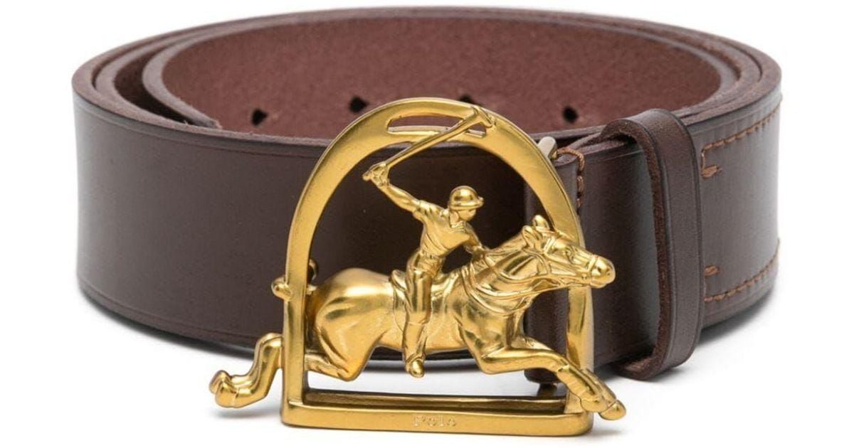 Polo Ralph Lauren Jmp Plyr Elev Plaque Smooth Leather Polo Belt in ...
