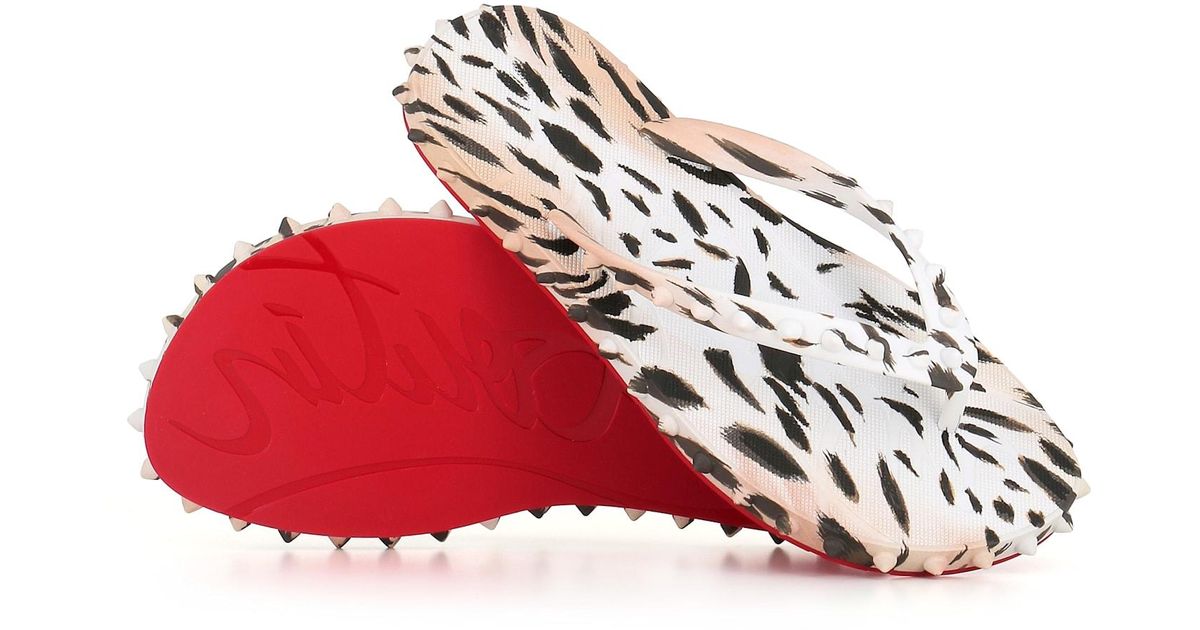 Christian Louboutin Flip-Flop Super Loubi Flat in Red | Lyst