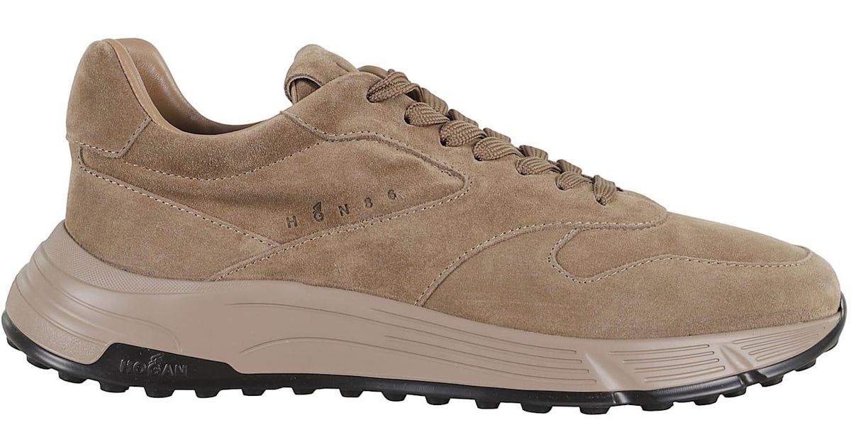 Hogan Hyperlight Lace-Up Sneakers With Reinforced Suede Heel in Brown ...
