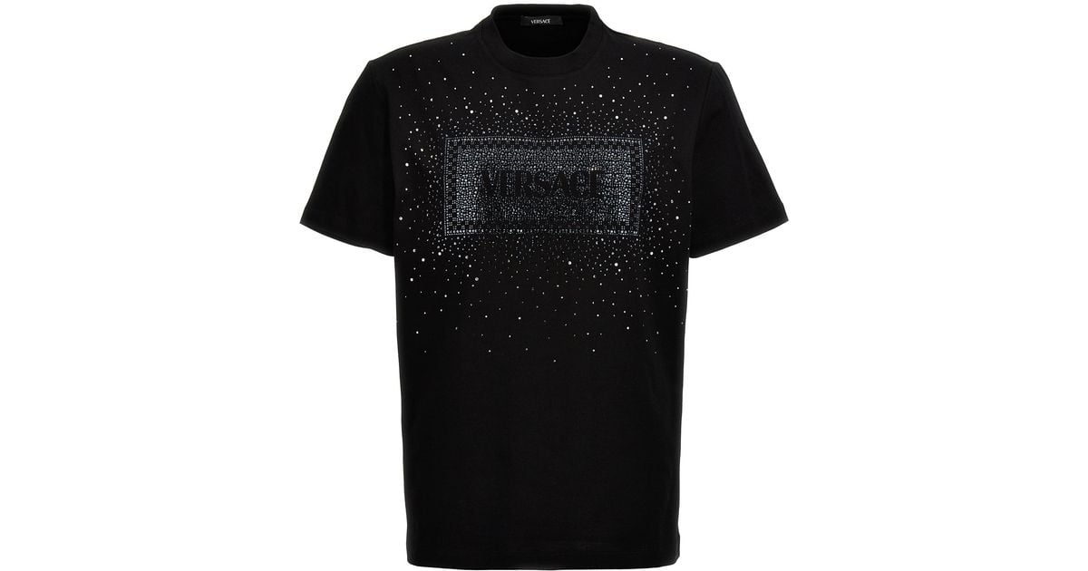 Versace T Shirt With Rhinestone 90's Vintage Logo in Black for Men | Lyst