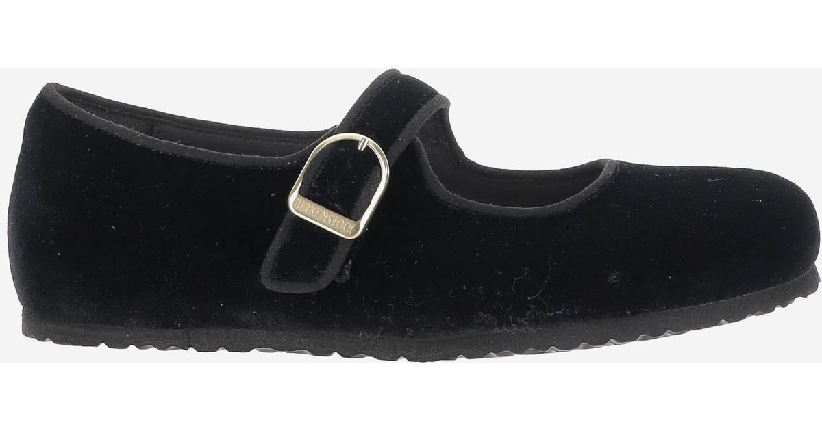 Birkenstock Santa Clarita Velvet Ballerina Flats in Black | Lyst