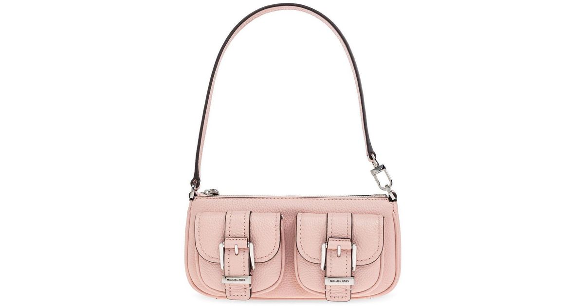 MICHAEL Michael Kors Zoe Small Pebbled Pouch in Pink | Lyst