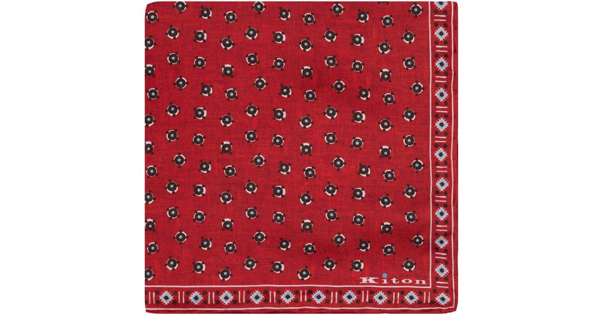 Kiton Pocket Handkerchief With Micro Pattern in Red for Men | Lyst