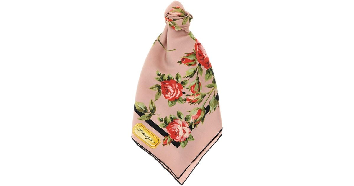 Dolce & Gabbana Bouquet Rose Scarf in Pink | Lyst UK