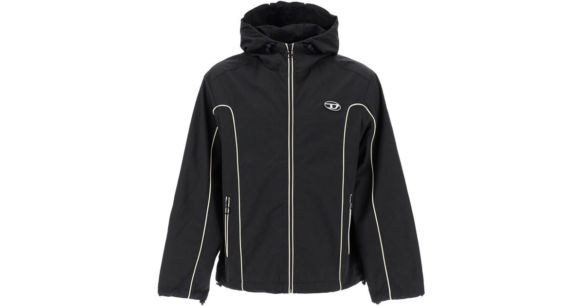 DIESEL J-Hives Nylon Windbreaker Jacket With in Black for Men | Lyst