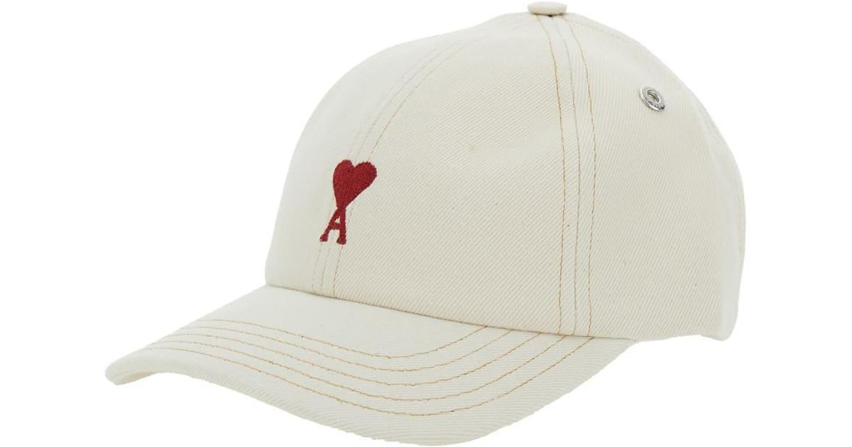 Ami Paris Baseball Cap With Adc Logo On The Front in White for Men | Lyst