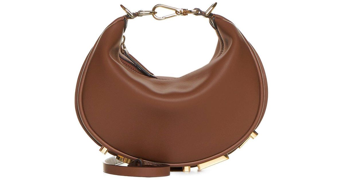Fendi Graphy Logo Lettering Mini Tote Bag in Brown | Lyst UK