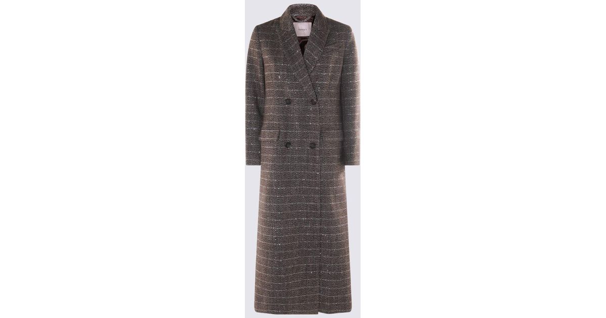 Twinset Maxi Coat in Grey | Lyst UK
