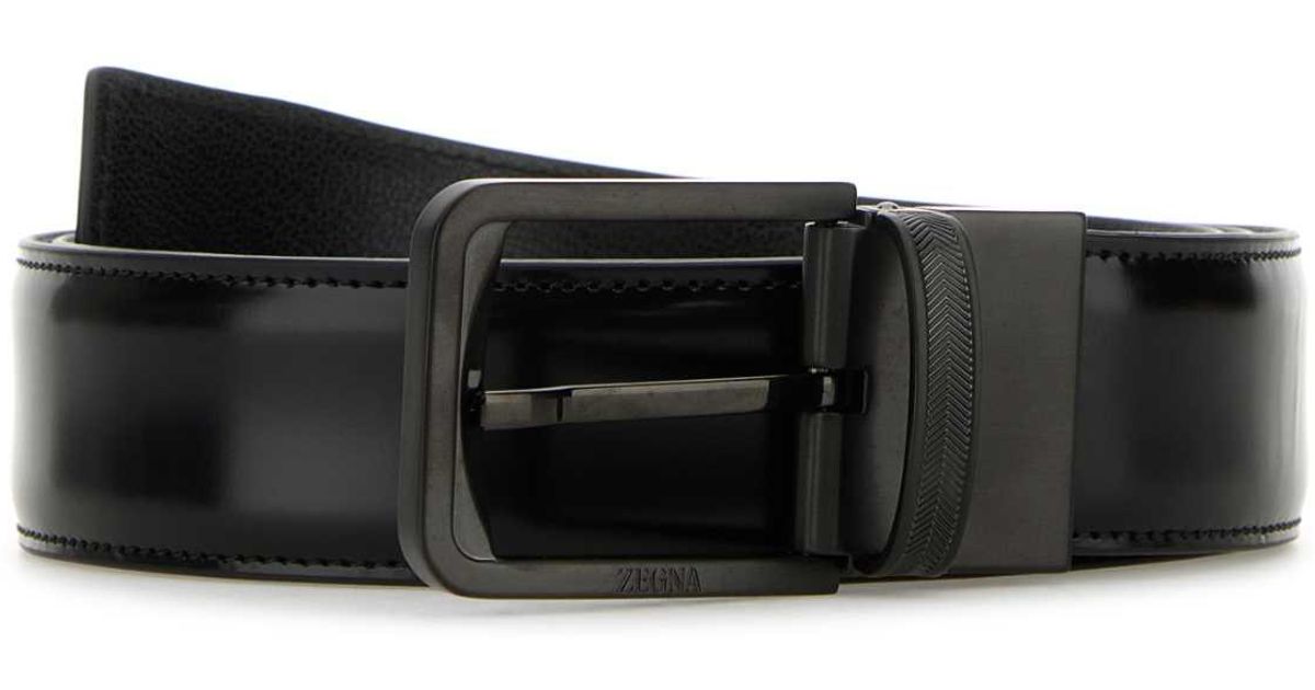ZEGNA Leather Reversible Belt in Black for Men | Lyst UK