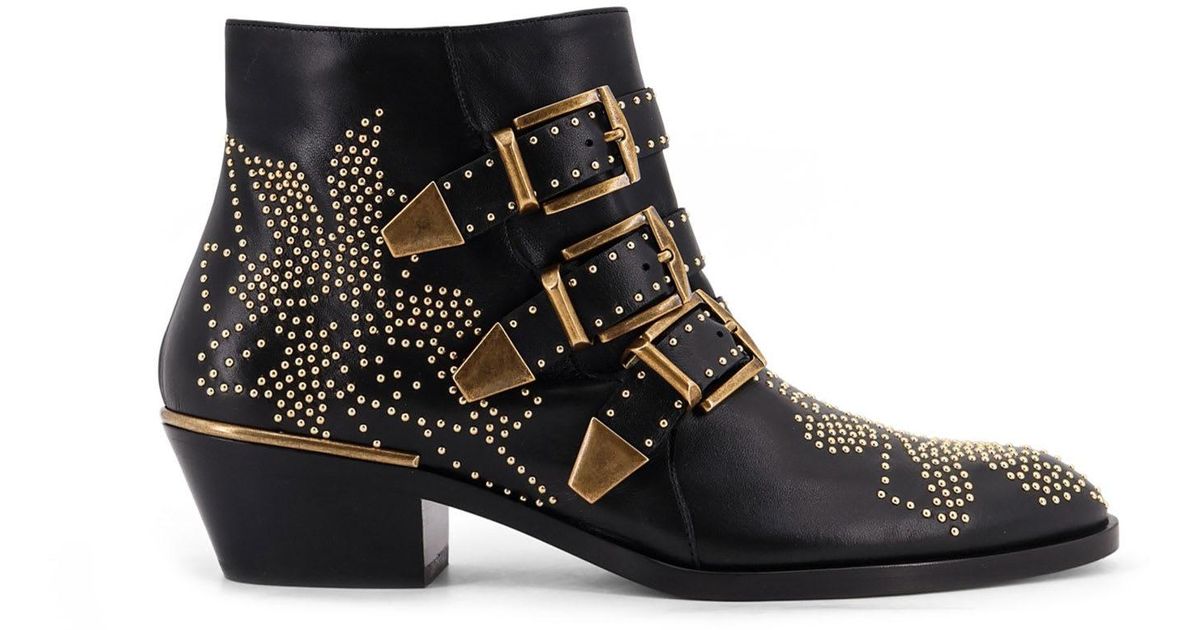Chloé Leather Susan Boots With Metal Details in White | Lyst