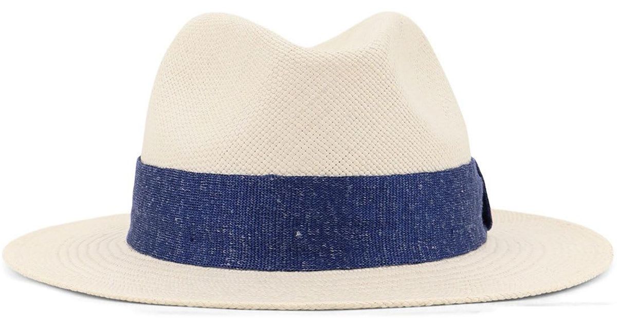 Kiton Panama Straw Hat in Blue for Men | Lyst UK