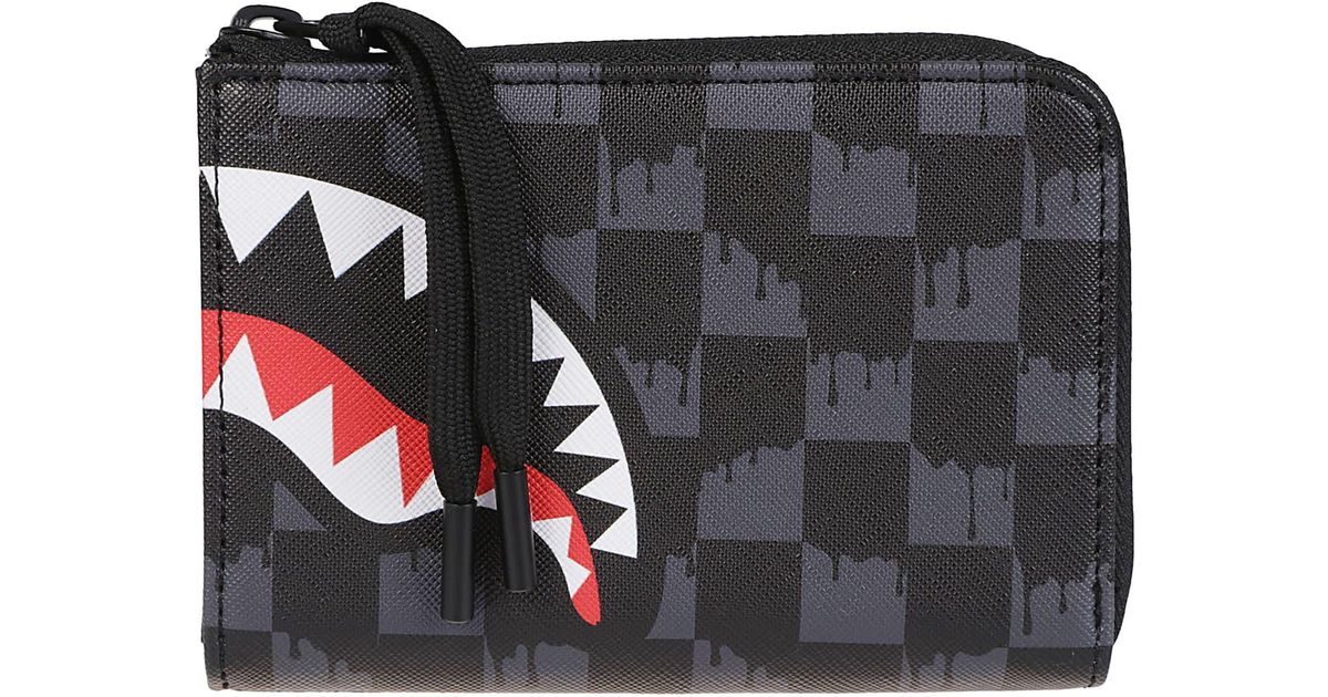 Sprayground Drip Check Shark Wallet in Black for Men | Lyst