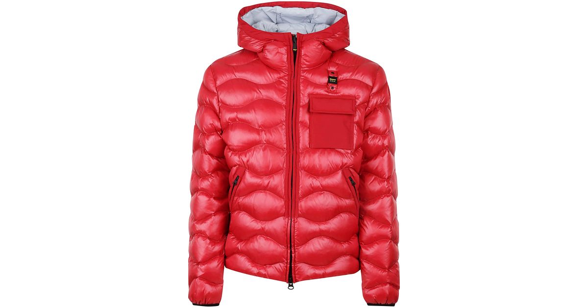 Blauer Cargo Pocket Quilted Jacket in Red for Men | Lyst
