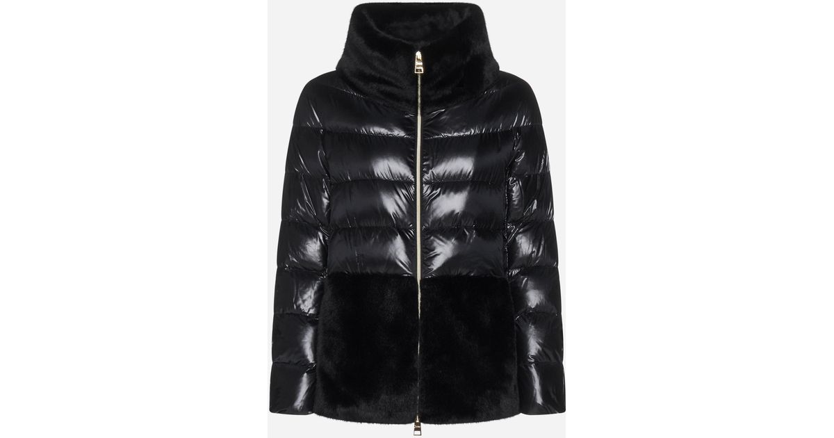 Herno Quilted Nylon And Faux-Fur Down Jacket Down Jacket in Black | Lyst