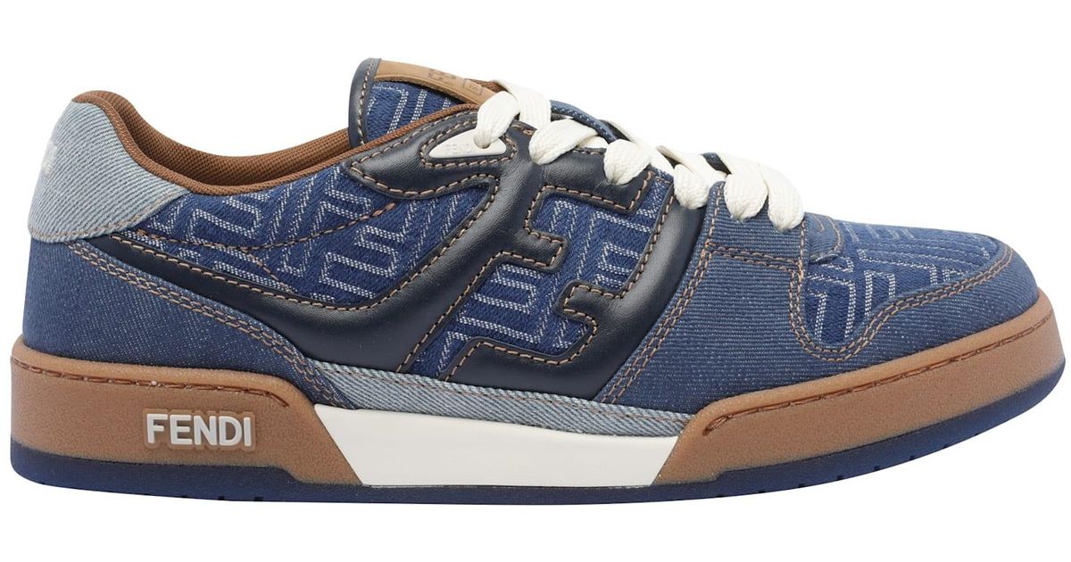 Fendi Ff Jacquard Denim Match Sneakers in Blue for Men | Lyst