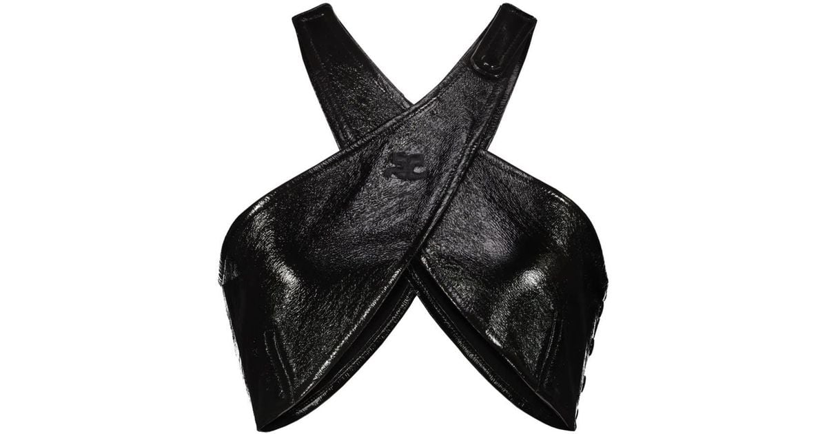 Courreges Criss Cross Vinyl Bra In Black Lyst