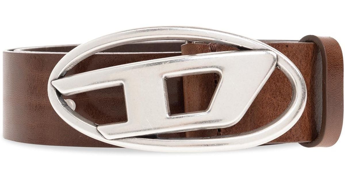 DIESEL Oval D Logo Belt in Metallic for Men | Lyst