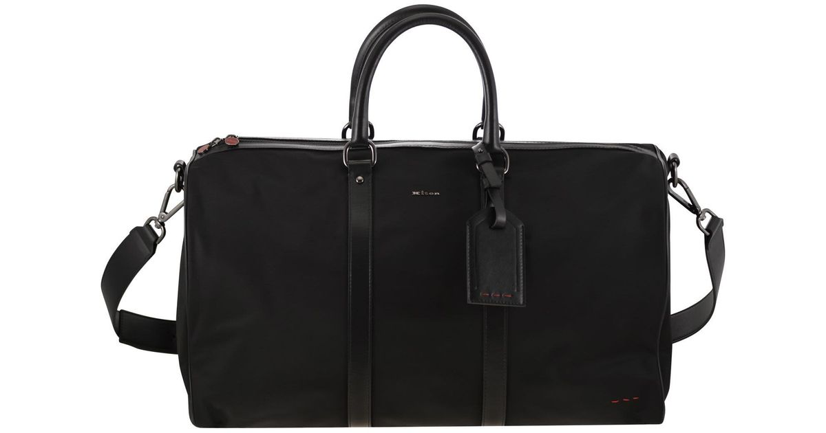 Kiton Duffel Bag With Leather Inserts in Black for Men | Lyst