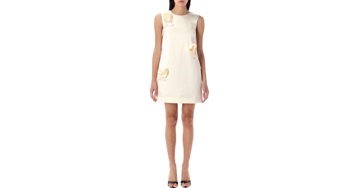 Self-Portrait A Line Mini Dress Roses 3D in White | Lyst UK
