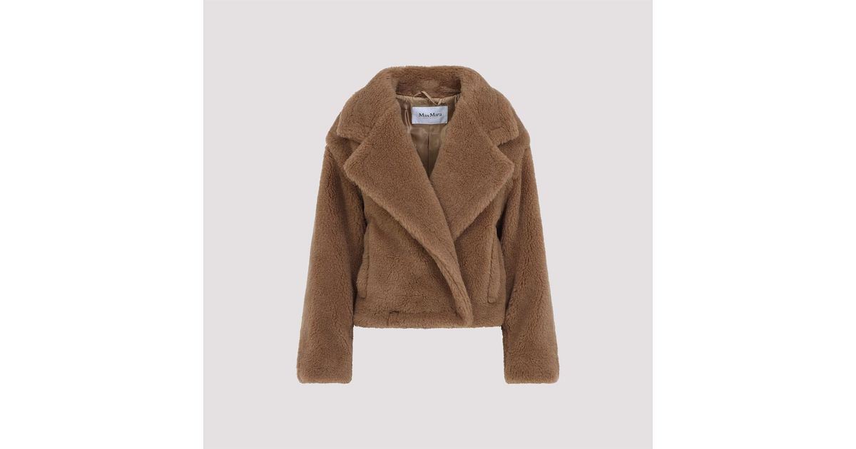 Max Mara Gardone Teddy Short Jacket in Brown | Lyst UK