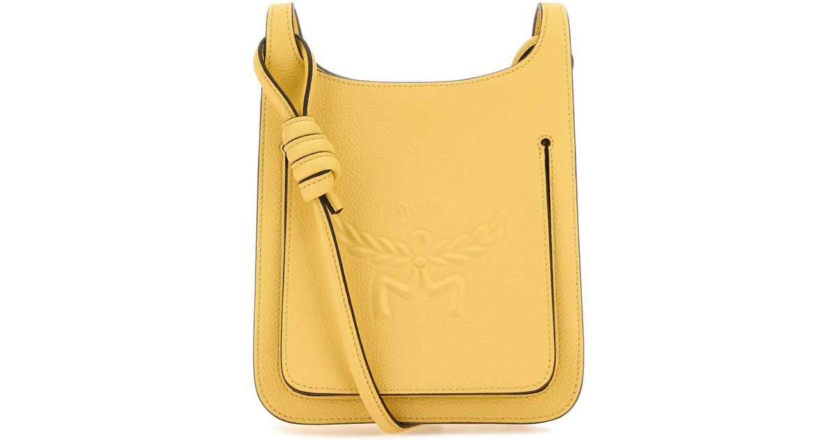 MCM Leather Mini Himmel Hobo Crossbody Bag in Yellow | Lyst
