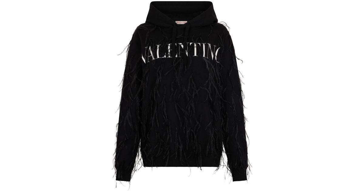 Valentino Garavani Hoodie With Hood And Feather Details For A Sporty ...