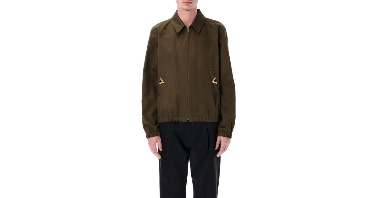 Valentino Garavani Giubbino Vgold Cotton Gabardine in Brown for Men ...